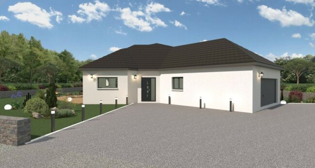 Plain-pied en Y, 130m², 3 chambres, double garage - Maisons Les Naturelles